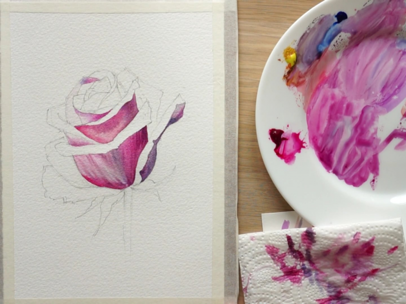 Aquarell Rose. Schritt-für-Schritt-Tutorial | ArtHustle